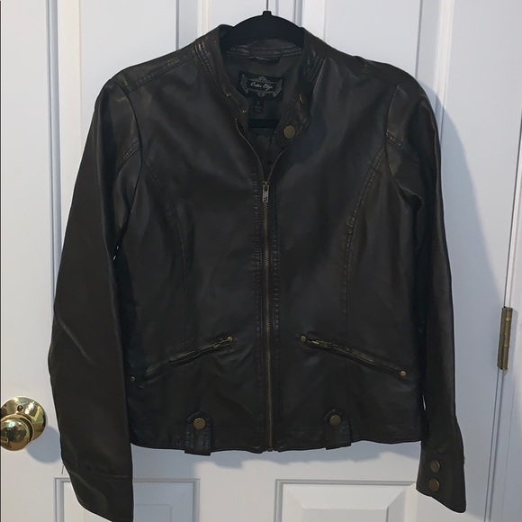 Outer Edge | Jackets & Coats | Brown Faux Leather Jacket | Poshmark